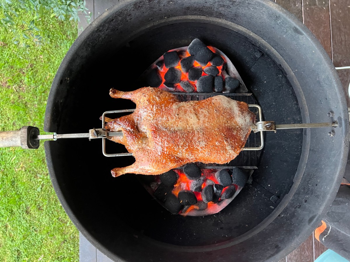 Spit roasted duck with stone fruit sauce – foodisthebestshitever